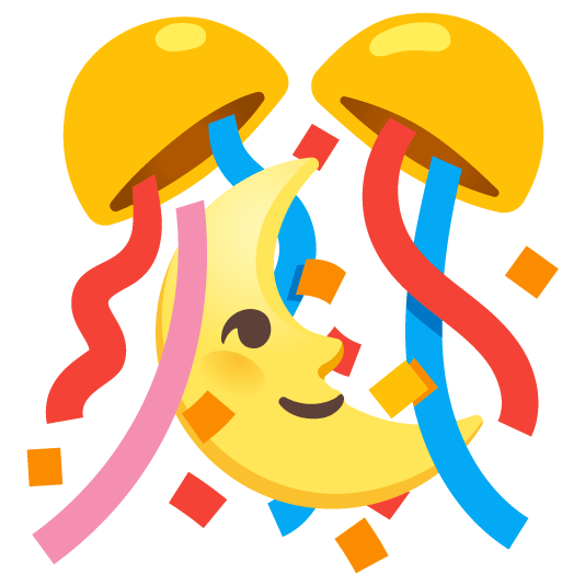 Create Unique Confetti Bell and Last Quarter Moon Face Emoji ...